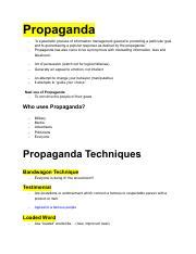 The Art Of Propaganda Techniques Ethics And Impact Course Hero