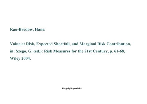 Pdf Value At Risk Expected Shortfall And Marginal Risk Contribution