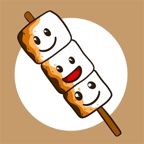 Premium Vector A Stick Of Marshmallows With A Smiley Face On It