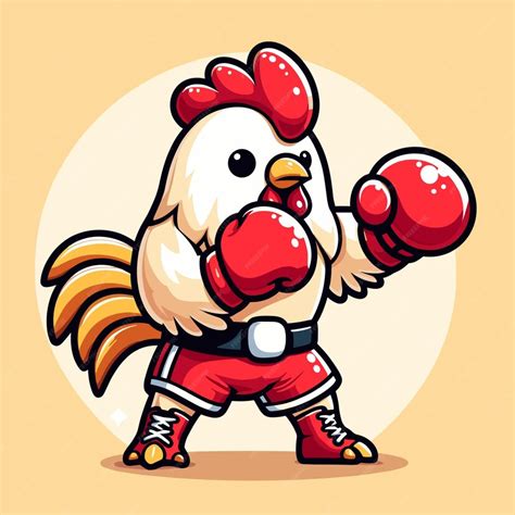 Chibi Cute Kawaii Boxing Rooster With Red Gloves Premium Ai Generated