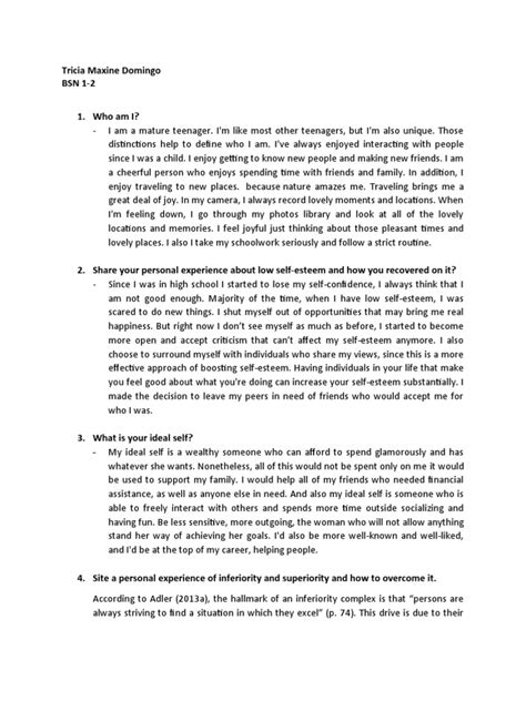 Assignment No 1 Pdf Self Esteem Adolescence