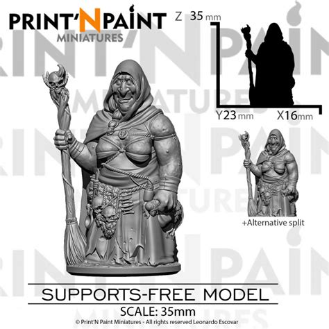 3d Printable Crone Witch By Leonardo Escovar