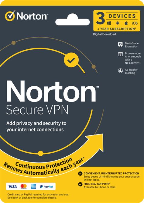 Norton Wifi Privacy Secure Vpn Au 1 User 3 Device 12 Month Digital Key
