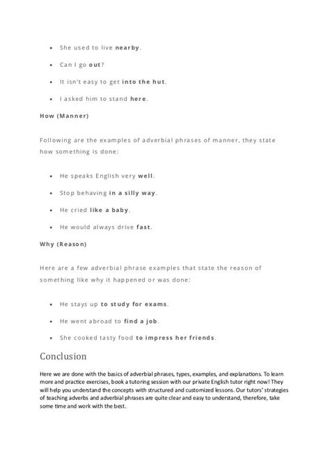 What Is An Adverbial Phrase Types And Format With Examples Pdf