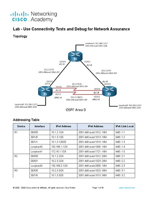 24 1 2 lab use connectivity tests and debug for network assurance