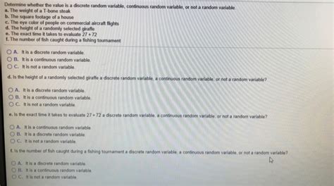 solved determine whether the value is a discrete random