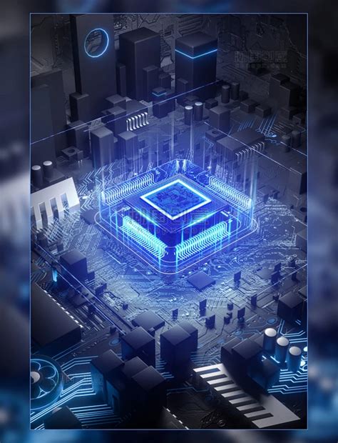 C4d立体科技感芯片电路场景 花瓣网