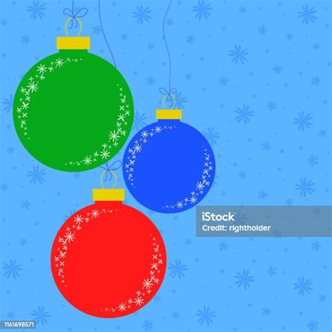 색깔 배경에 녹색 파란색과 빨간색 의 공의 형태로 평면 크리스마스 장난감 활이 달린 얇은 밧줄에 매달려 있습니다 엽서 장식에 적합 0명에 대한 스톡 벡터 아트 및 기타