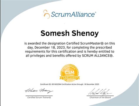 somesh shenoy on linkedin scrum certification thankyou