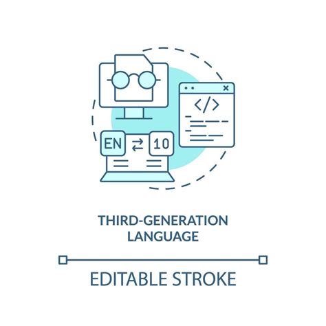 Third Generation Programming Language Turquoise Concept Icon Coding