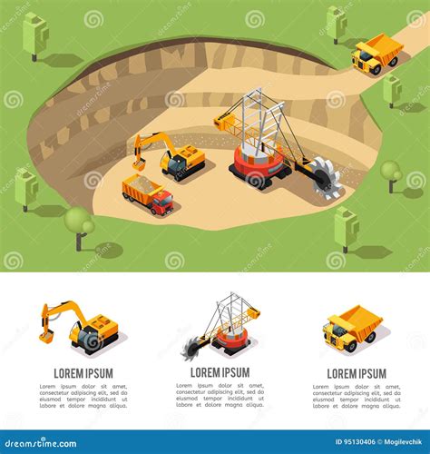 Colorful Isometric Coal Extraction Composition Stock Vector Illustration Of Element Concept