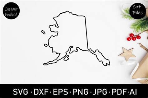 Alaska Map Outline Graphic By Rizu Designs Creative Fabrica