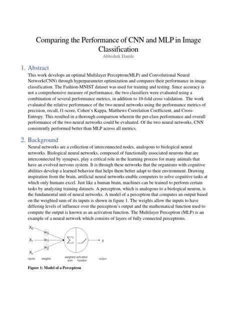 Abishek Damle Mlp Vs Cnn Pdf Artificial Neural Network Applied Mathematics