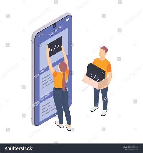 programming coding development isometric icons composition stock vector