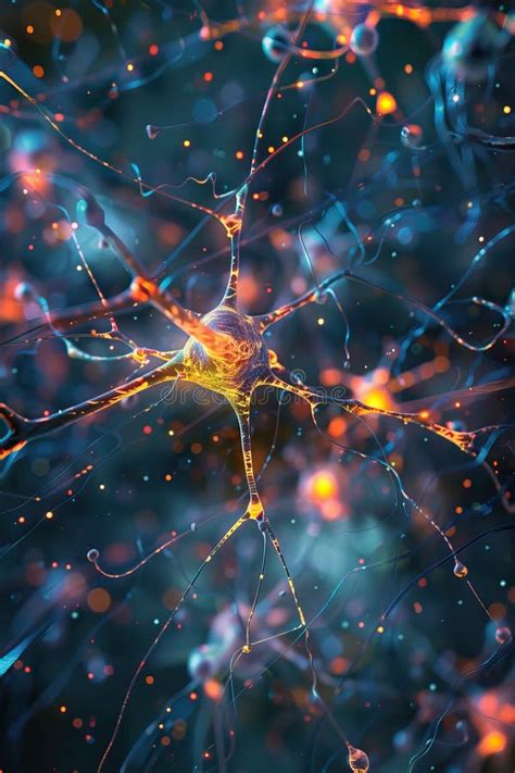Abstract Representation Of Neural Connections And Brain Activity Vibrant Colors Stock