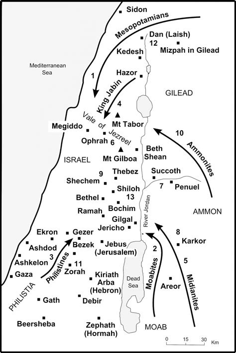Maps Book Of Judges Map The Promised Land And Each City Of Refuge