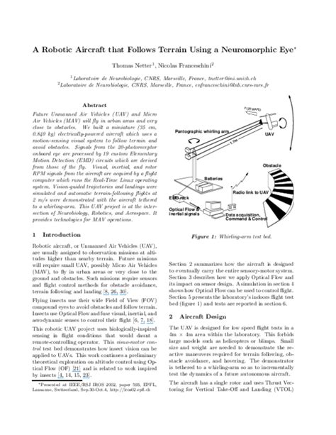 Pdf A Robotic Aircraft That Follows Terrain Using A Neuromorphic Eye
