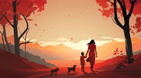 Premium Ai Image Mom And Daughter Look At The Sunset