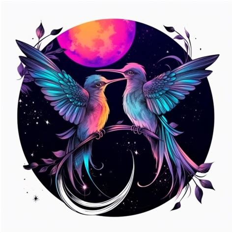 Premium Ai Image Two Hummingbirds Sitting On A Branch With A Full
