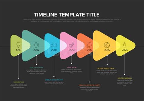 Simple Dark Overlay Timeline Graph Template With Overlay Triangle Blocks Stock Vector