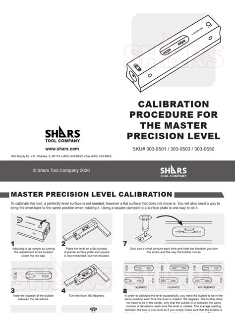 Master Precision Level Calibration Instructions Pdf Tools Equipment