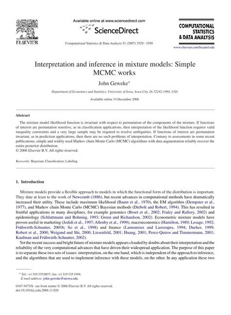 Pdf Interpretation And Inference In Mixture Models Simple Mcmc Works Dokumen Tips