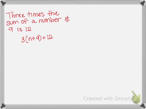Solve Each Number Word Problem Three Times The Sum Of A Number And