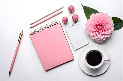 Premium Ai Image Background Pink With Notepad