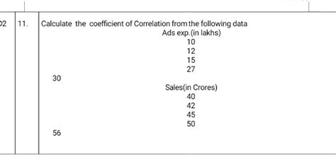 11 Calculate The Coefficient Of Correlation StudyX
