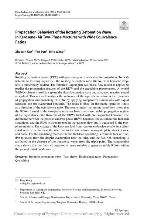 Propagation Behaviors Of The Rotating Detonation Wave In Keroseneair Two Phase Mixtures With