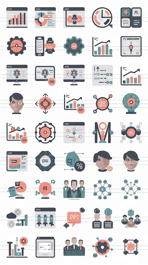 Business Analytics Icons Set Key Performance Indicators Metrics Kpi Dashboard Charts Graphs