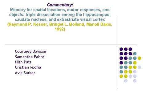 Commentary Memory For Spatial Locations Motor Responses And