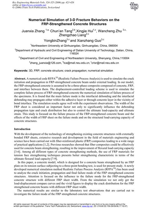 PDF Numerical Simulation Of D Fracture Behaviors On The FRP Strengthened Concrete Structures