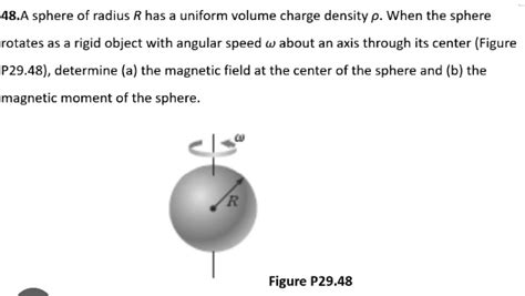 48a Sphere Of Radius R Has A Uniform Volume Charge Density ρ When The Sphere Rotates As A