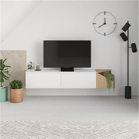 Тумба под телевизор подвесная белая, дуб Aulos Tv Stand White - купить ...