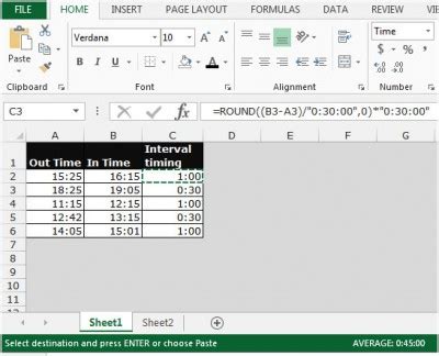 Rounding Time Intervals To The Nearest Specified Time Increment In Microsoft Excel
