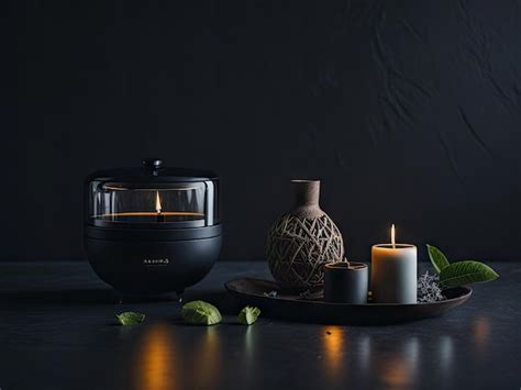 Premium Ai Image Relaxing Oasis With An Aroma Diffuser And Candle Ai Generative