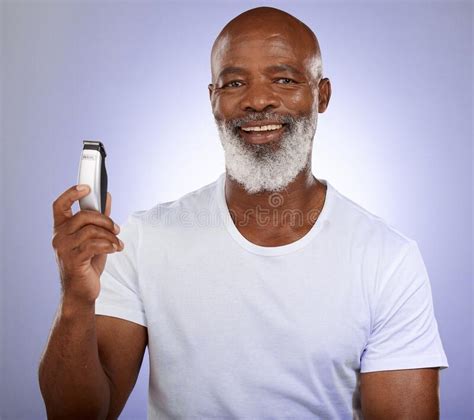 Elderly, Black Man with Comb for Beard, Beauty and Smile for Grooming ...