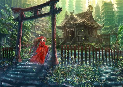 动漫日系神社鸟居元素场景图集原画插画壁纸cg图片素材 美术资料 Acg图包网