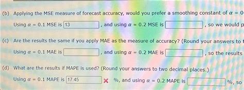 Solved B ﻿applying The Mse Measure Of Forecast Accuracy