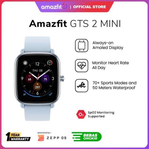 Jual Amazfit GTS 2 Mini Smartwatch GPS 68 Sports Modes And SpO2 Monitor Meteor Black Breeze