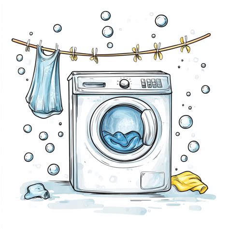 Clip Art Of A Laundry Room With A Washing Machine Clothesline And Soapy