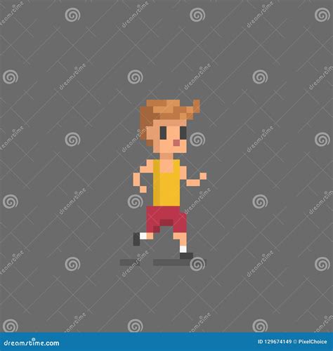 Pixel Art Style Icon Running Man Cartoon Vector