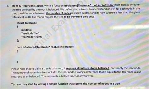 6 Trees And Recursion 18pts Write A Function