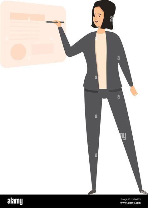 Businesswoman Using Interactive Touchscreen Display Presenting Project And Explaining Strategy