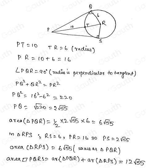 solved if overline pq is tangent to odot r at point q and overline ps