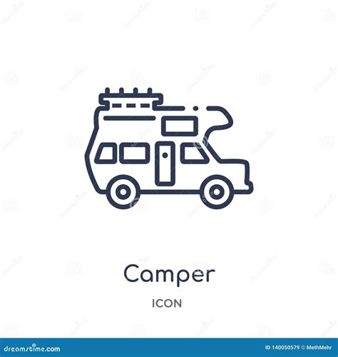 Linear Camper Icon From Camping Outline Collection Thin Line Camper Vector Isolated On White