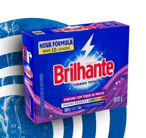 Sabão Em Pó Brilhante Cuidado Total Caixa 800g Embalagem Com 20