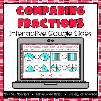 Comparing Fractions Interactive Google Slides For Use With Google Classroom