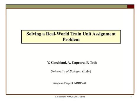 Ppt Solving A Real World Train Unit Assignment Problem Powerpoint